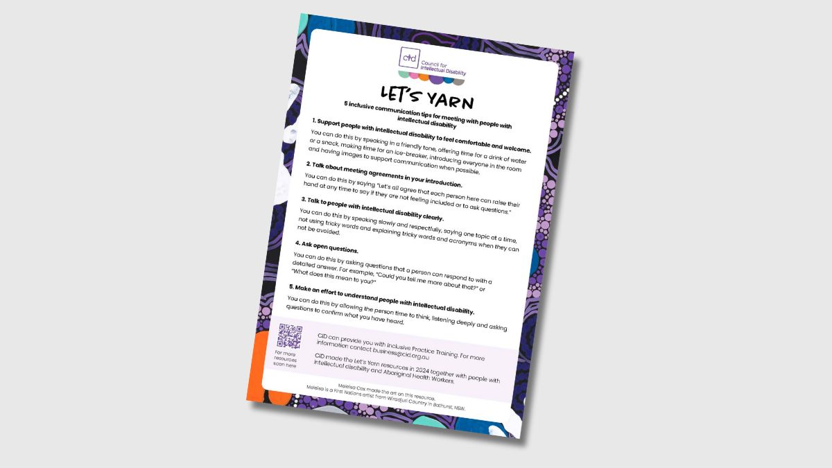 Let's Yarn - 5 Meeting Tips - Council for Intellectual Disability