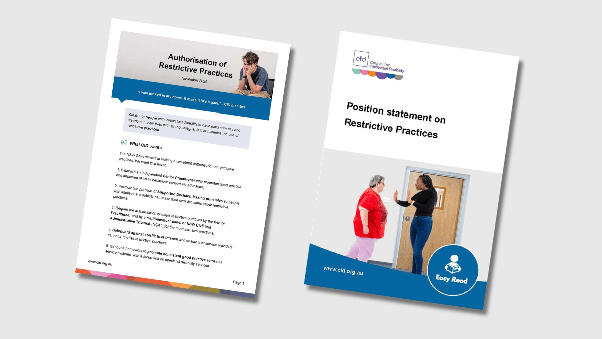 Restrictive practices - Council for Intellectual Disability